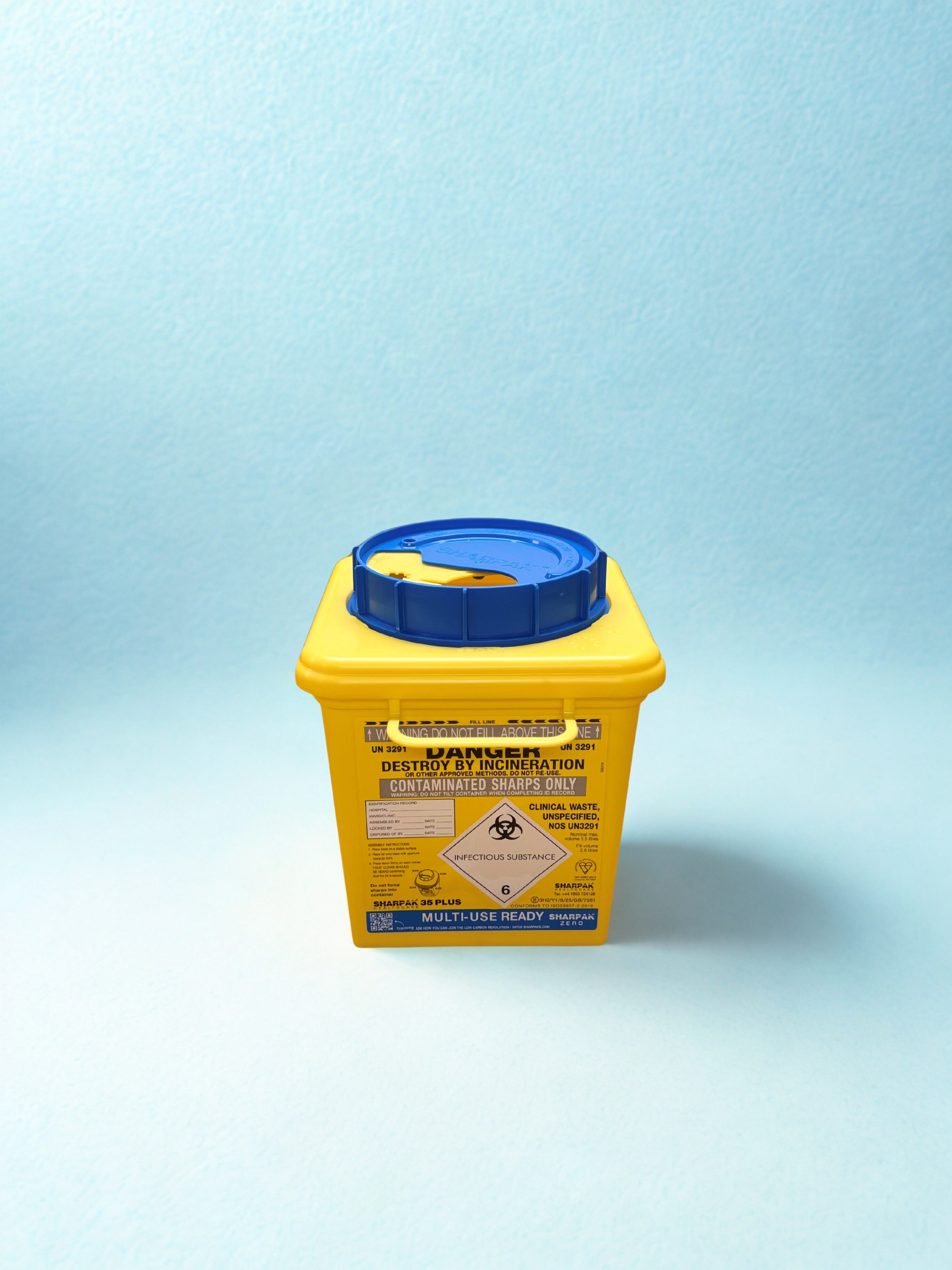 3.5 Litre Blue Clinical Sharps Container | Waste Care Ireland – Waste ...